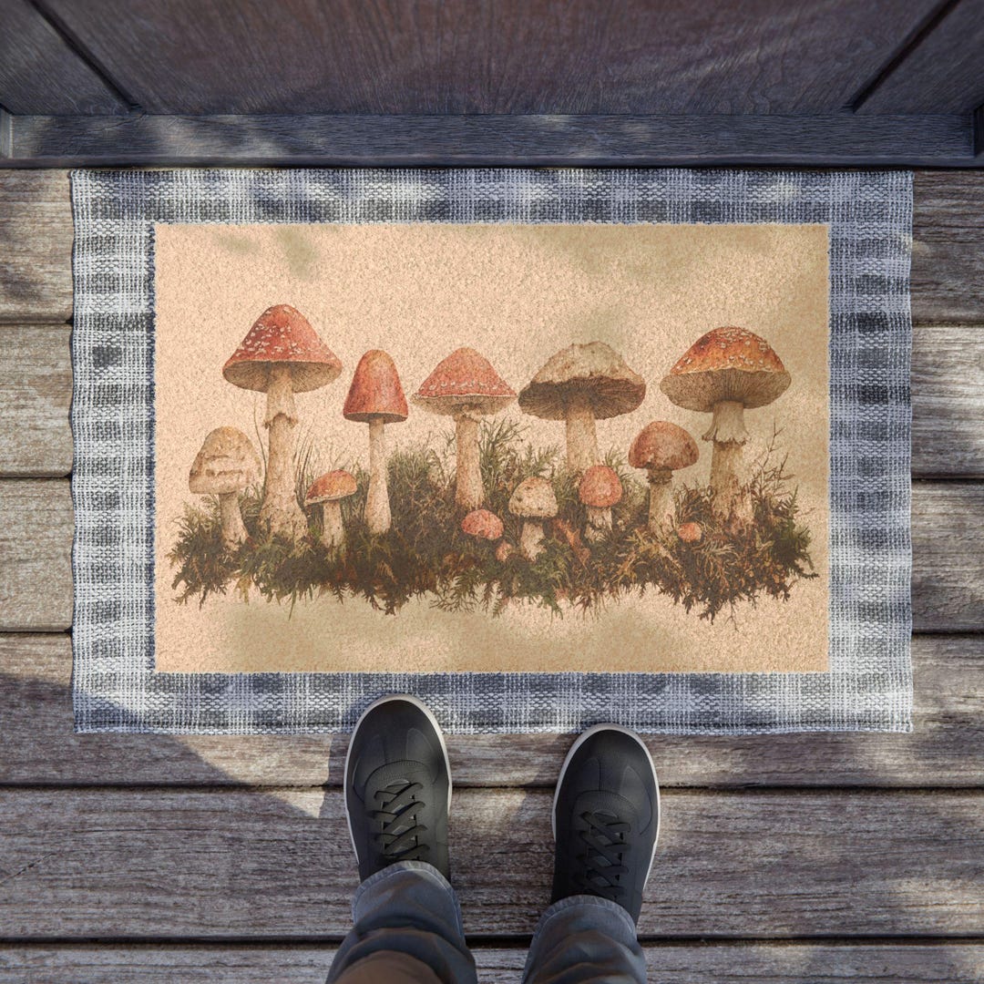 Mushroom Doormat | Nature Lover Welcome Mat, Fungal Decor, Rustic Home ...