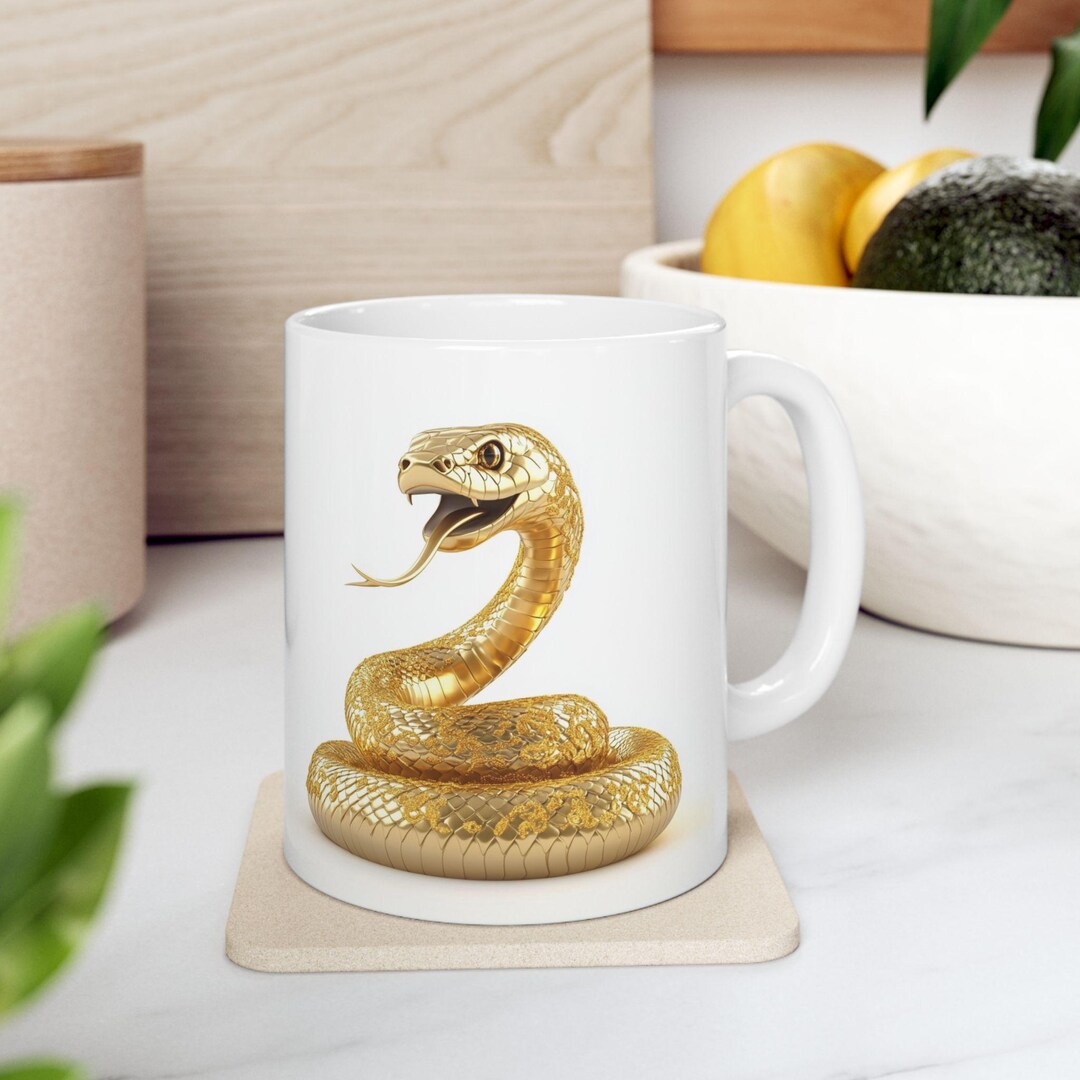 Golden Snake Coffee Mug: Reptile Lover Gift, Animal Print Decor - Etsy