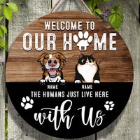 Personalized Pet Portrait Welcome Sign, Dog Portrait Door Hanger, Cat ...