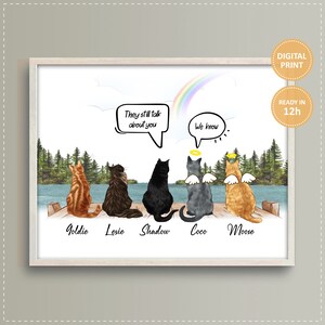 Custom Family Portrait With Cat Family With Kids Digital Download Cat ...