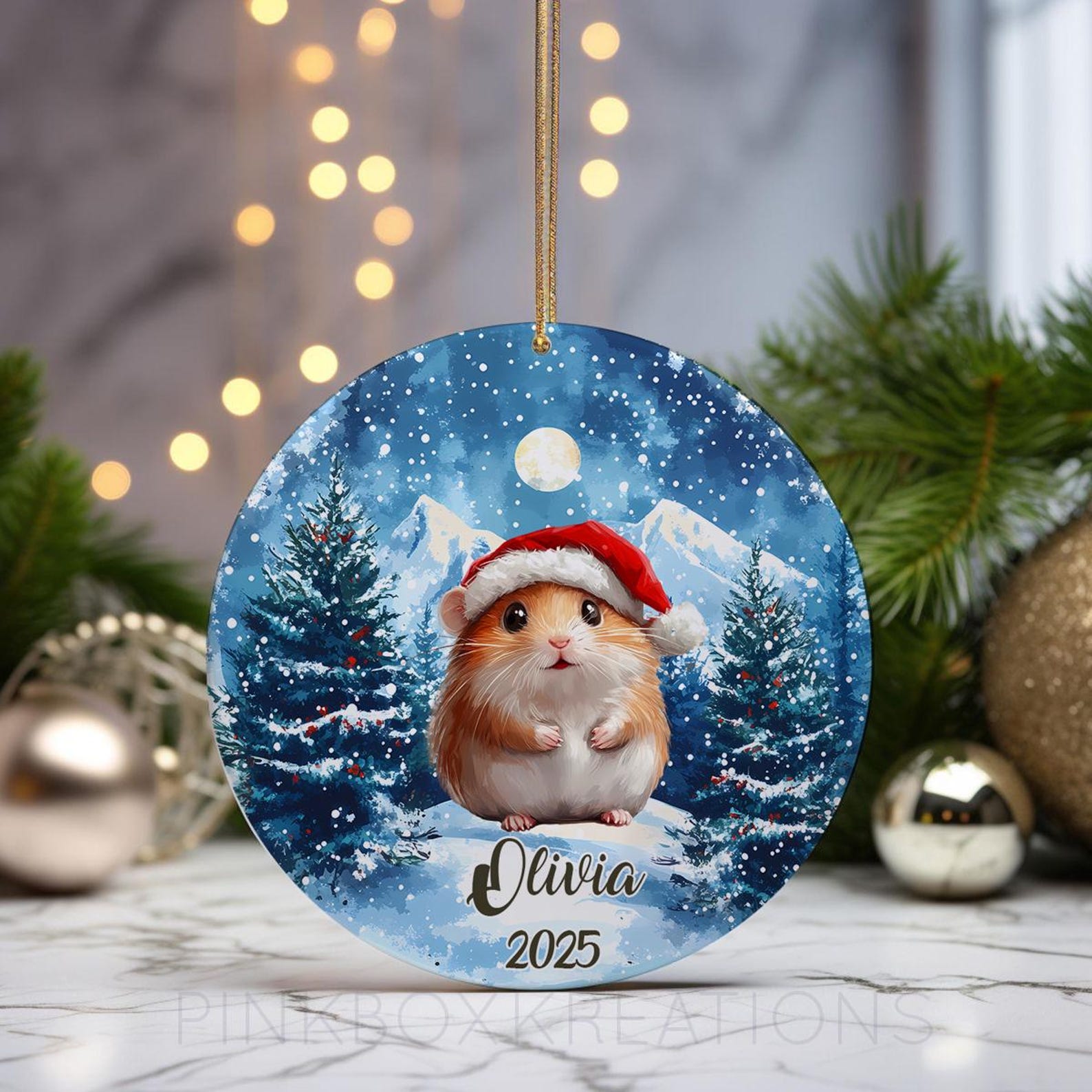 Personalized Hamster Christmas Ornament 2025 • Custom Name Hamster Gift ...