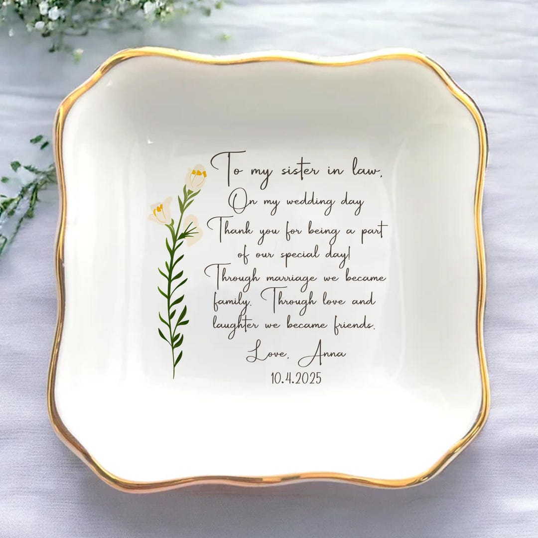 Wedding Gift for Sister in Law • Personalized Ring Dish With Message ...