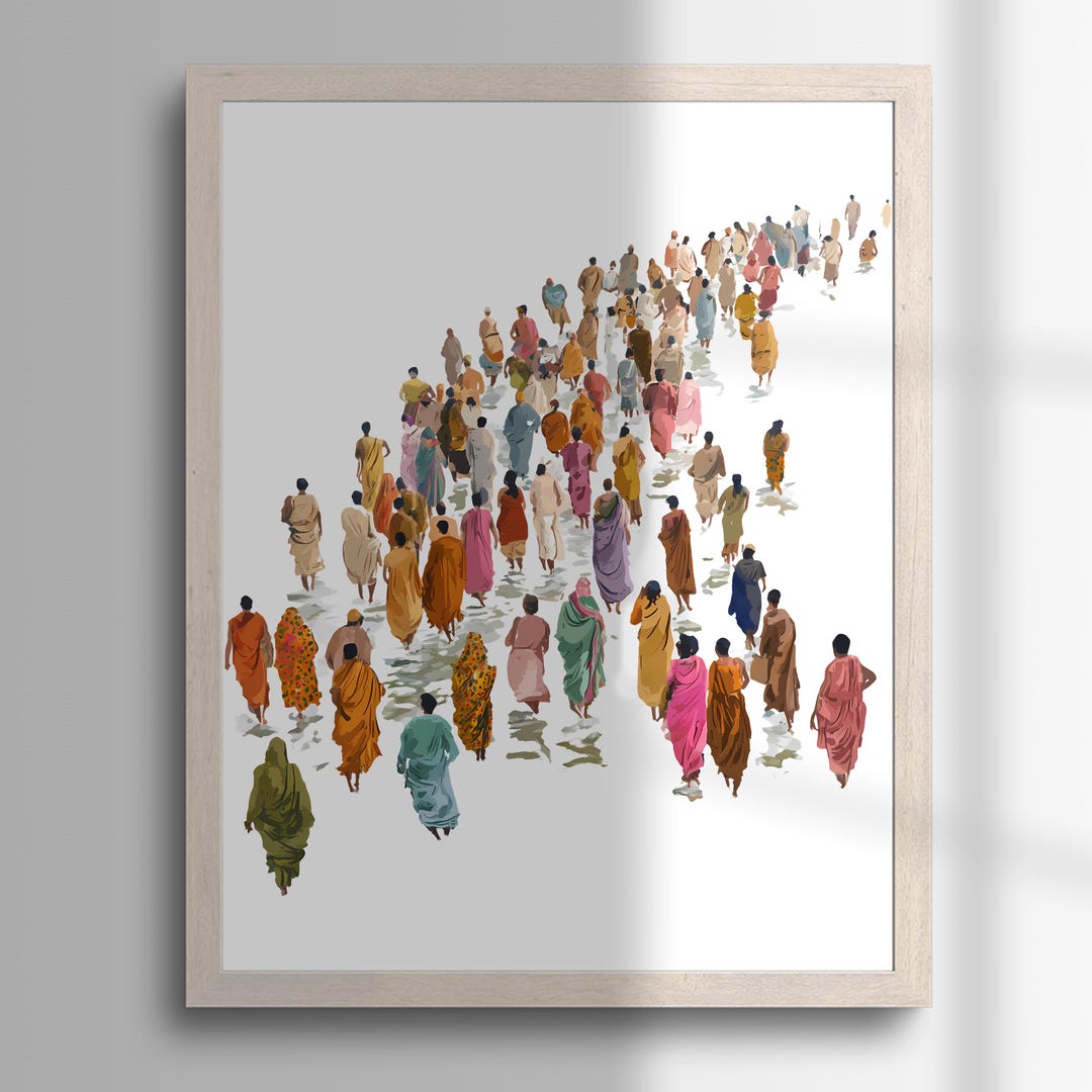 Colorful Crowd Art Print | Cultural Unity Wall Art | Walking Together ...