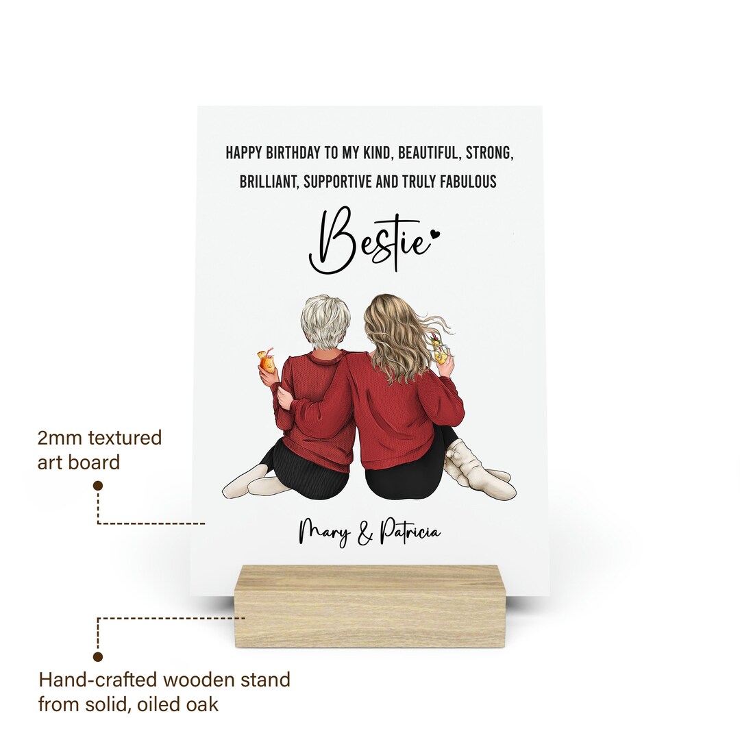 Personalized Wooden Print Display Block Best Friend Portrait Wooden ...