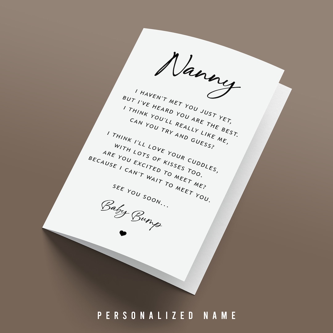 Personalized Nanny to Be Poem From Bump Greeting Card for First Time ...
