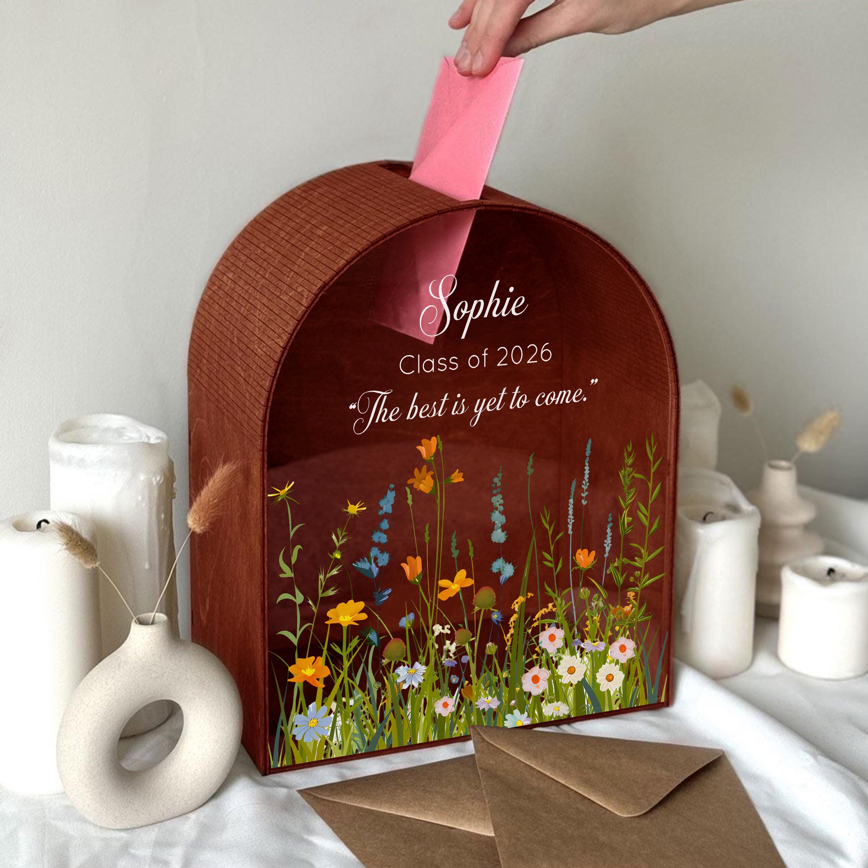 Personalized Graduation Card Box • Class of 2026 • Wildflower Keepsake ...