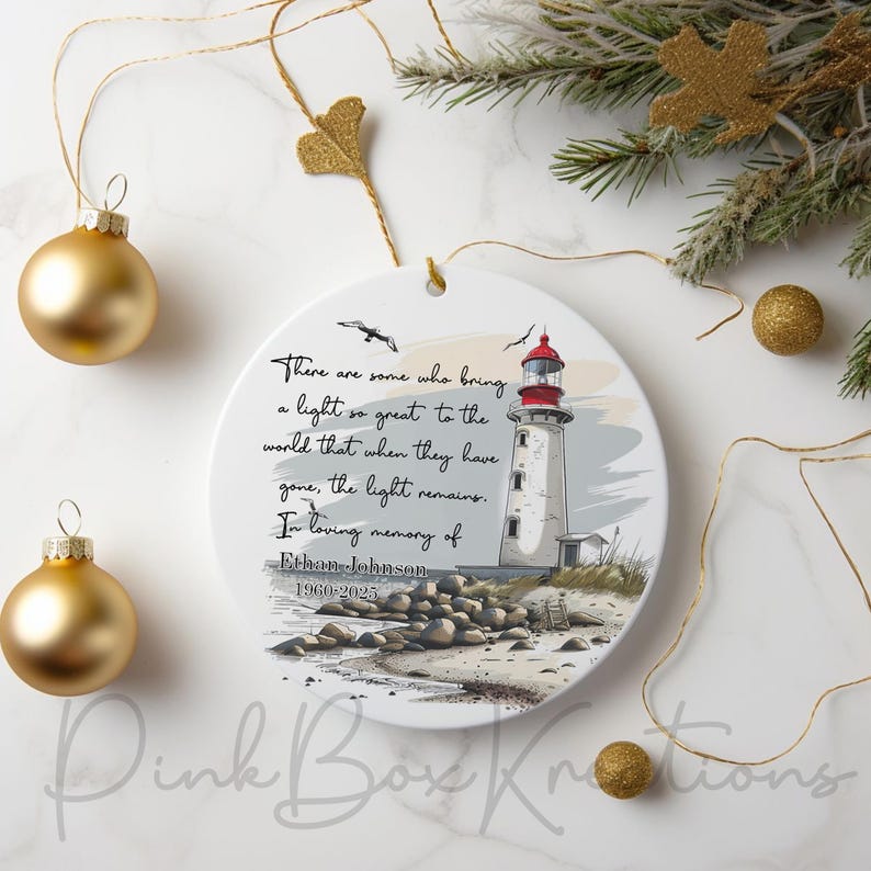 Lighthouse Memorial Ornament • Personalized Remembrance Gift • in ...
