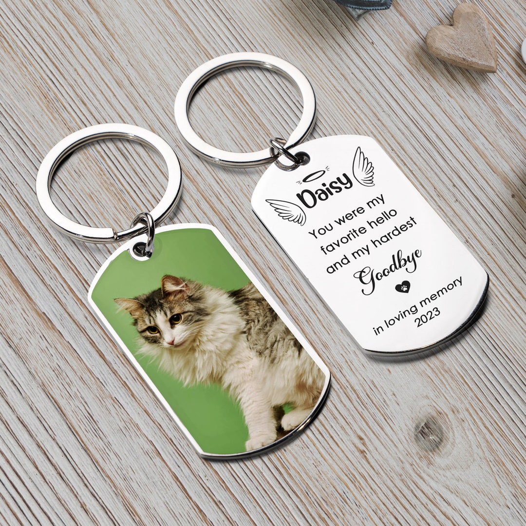Personalized Cat Memorial Keychain With Photo in Loving Memory Sympathy ...