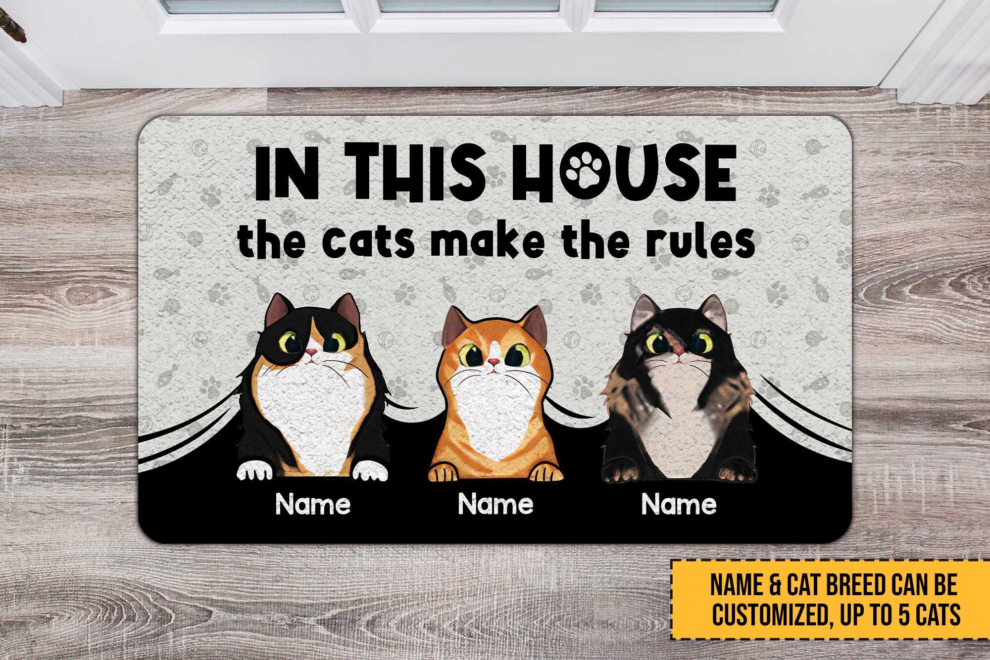 In This House the Cats Make the Rules Cat Outdoor Rug Personalized Pet ...