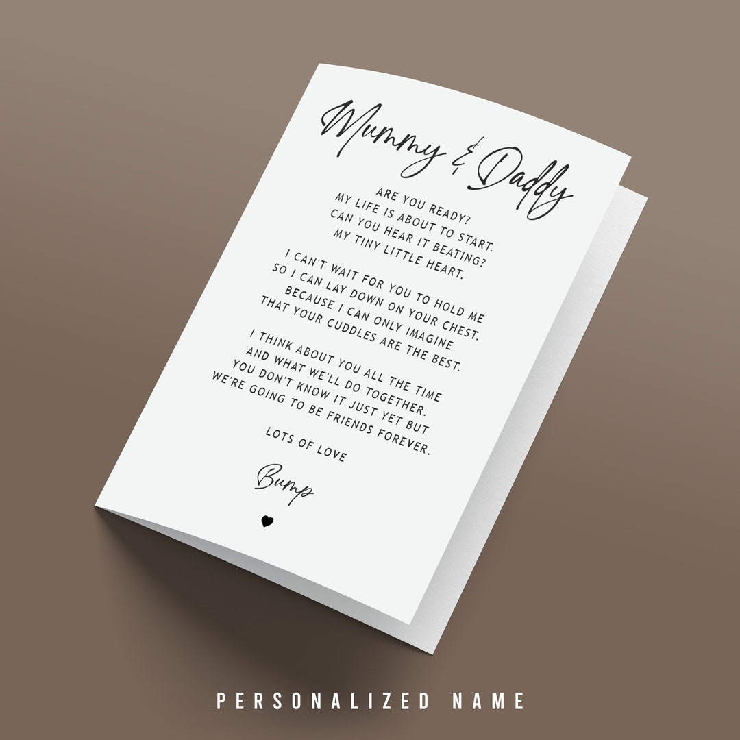Personalized Mummy and Daddy to Be Poem From Bump Greeting - Etsy
