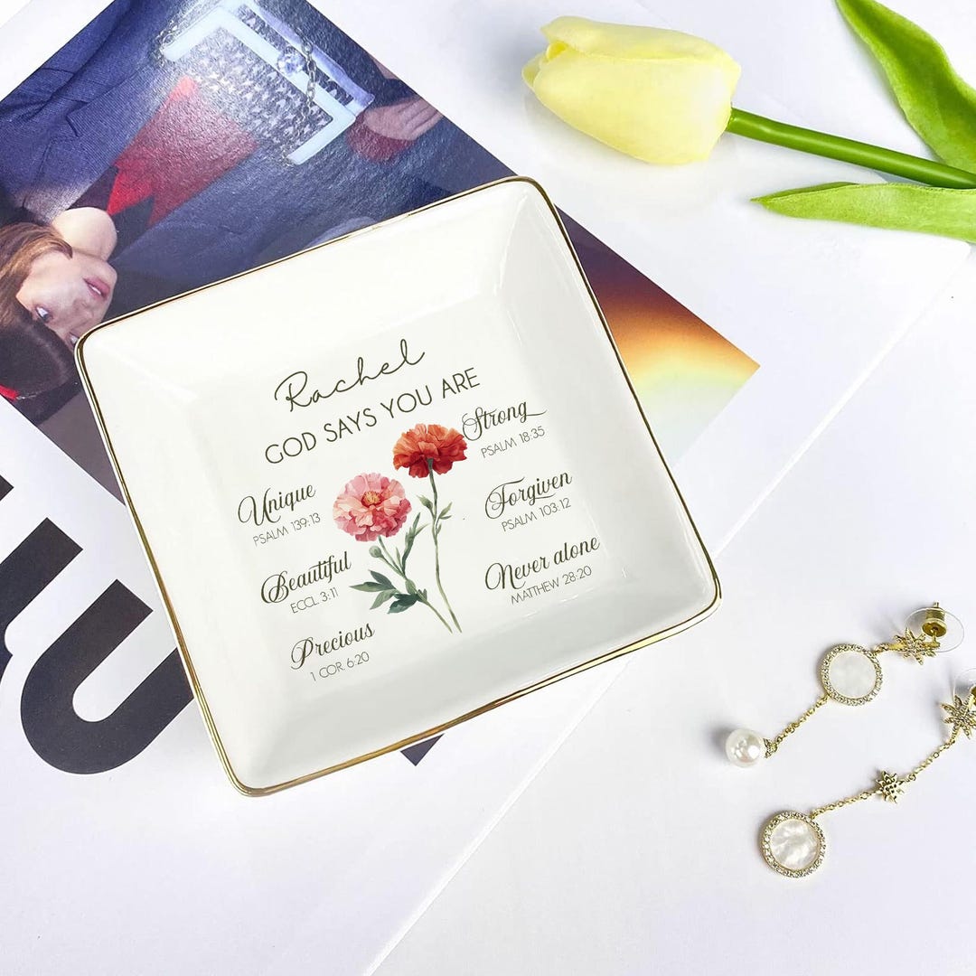 God Says You Are Bible Verse Personalized Trinket Dish • Custom Flower ...