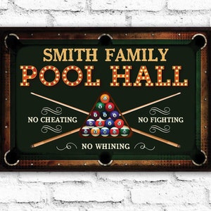 Personalized Billiards Pool Hall Customized Classic Metal Signs Home ...