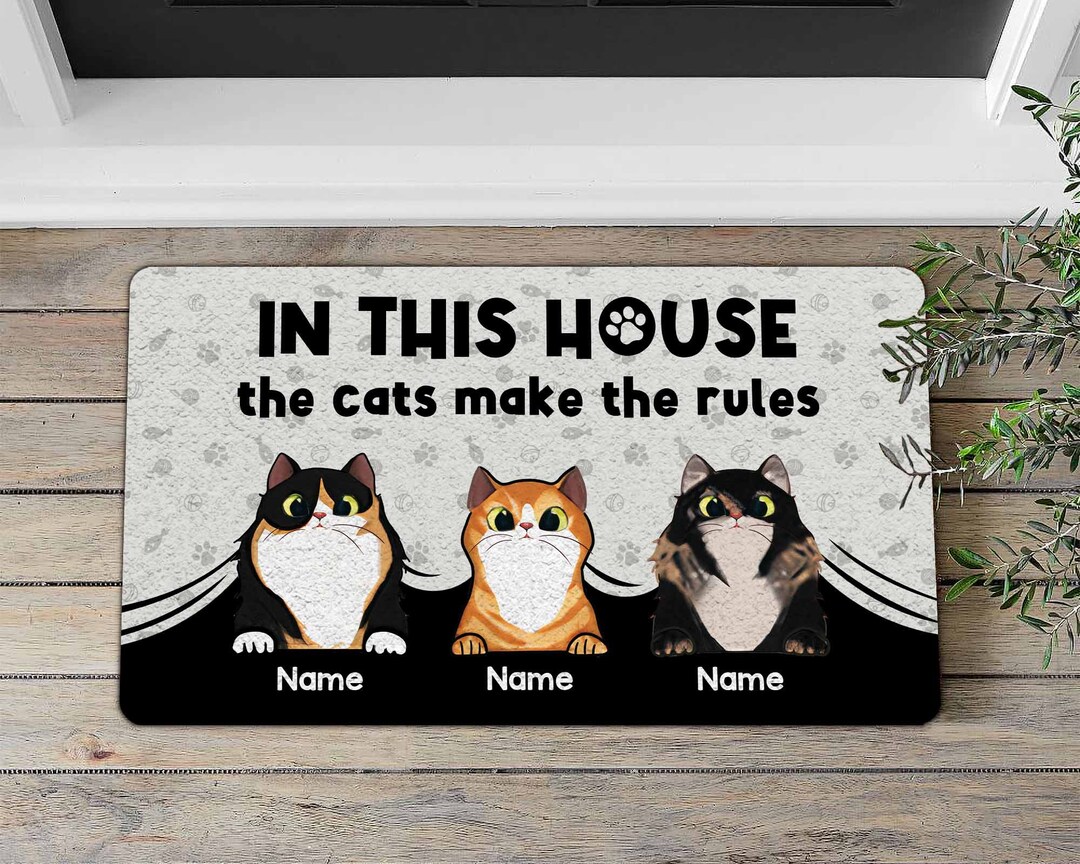 In This House the Cats Make the Rules Cat Outdoor Rug Personalized Pet ...