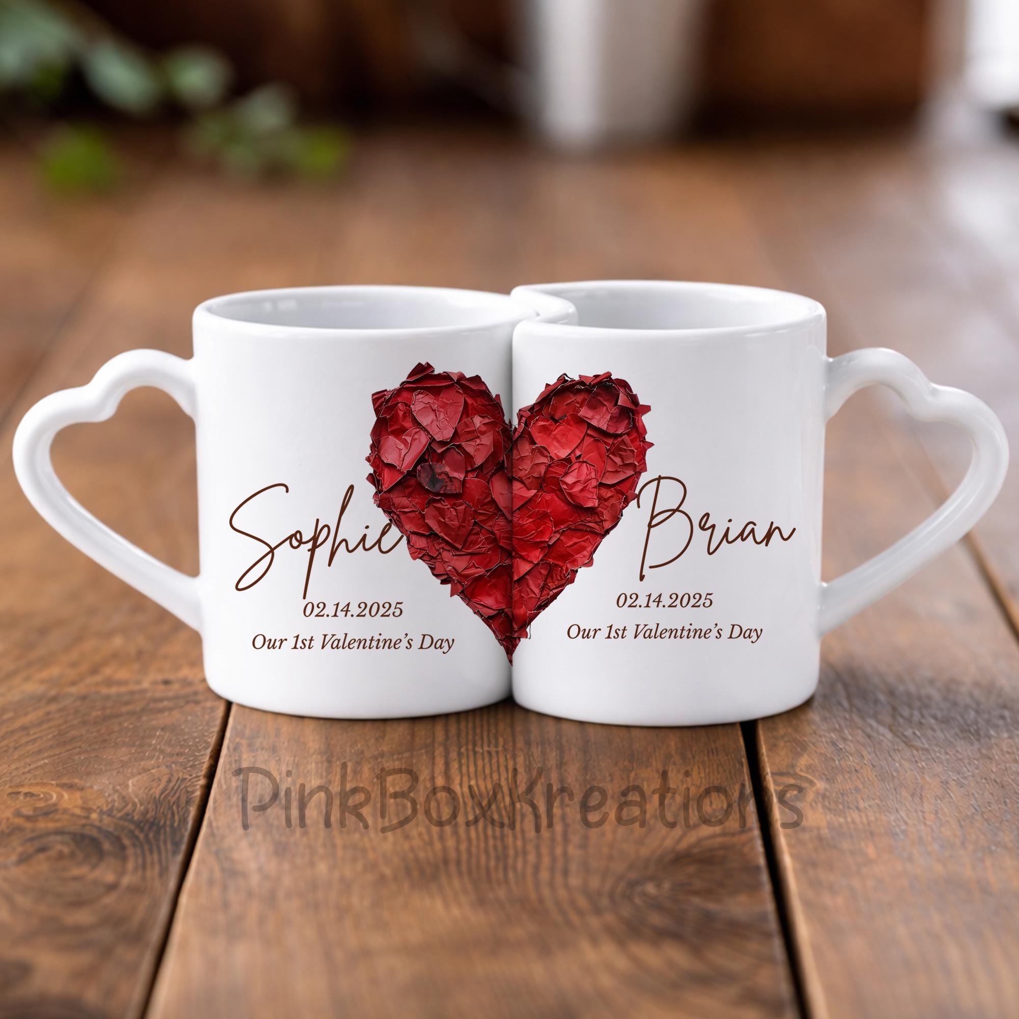 First Valentine’s Day Mug Set, Personalized Couple Mugs, Custom Names ...