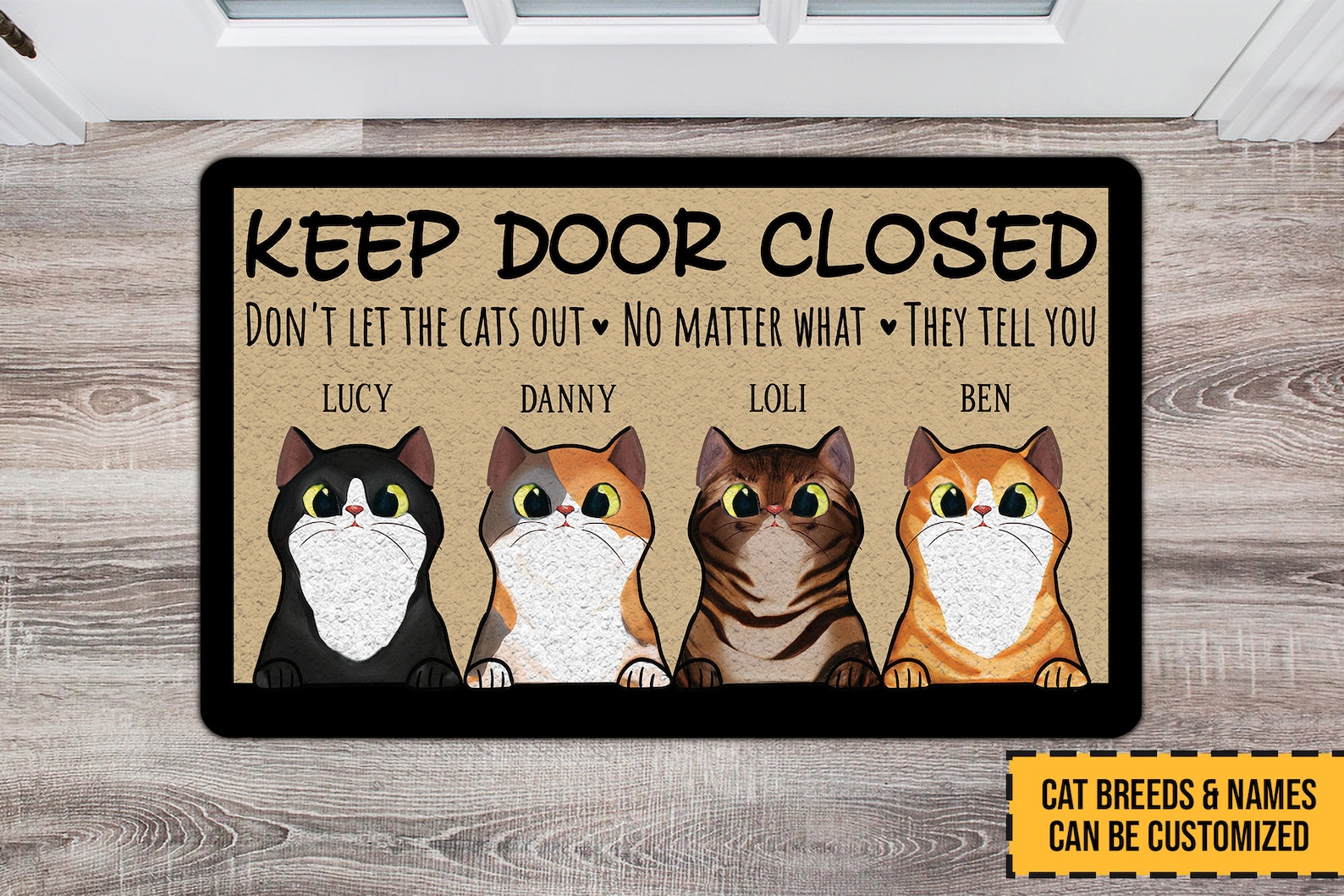Keep Door Closed Don't Let the Cats Out Custom Cat Doormat - Etsy