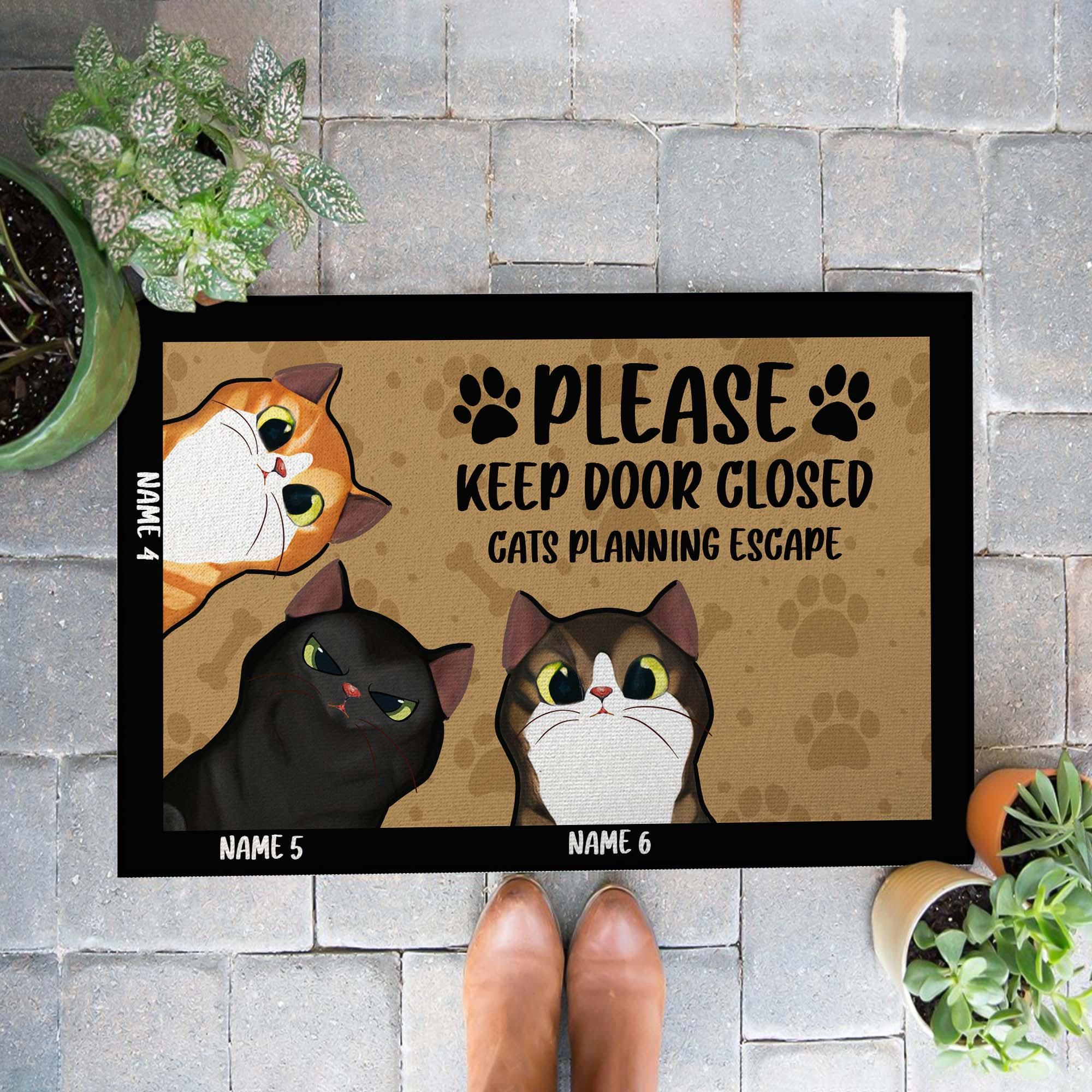 Please Keep Door Closed Cats Planning Escape Outdoor Rug Personalized ...