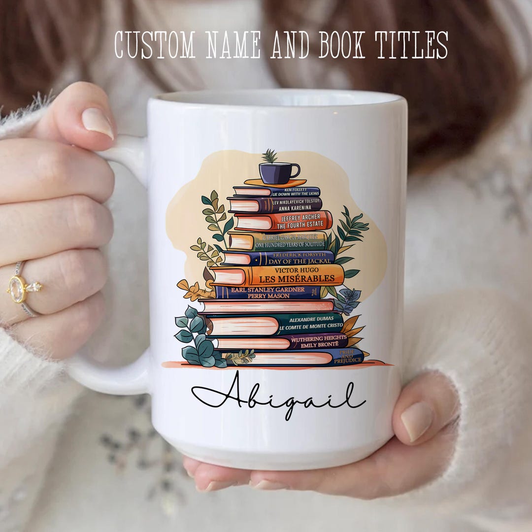 Personalized Floral Books Mug • Favorite Bookshelf Coffee Mug • Custom ...