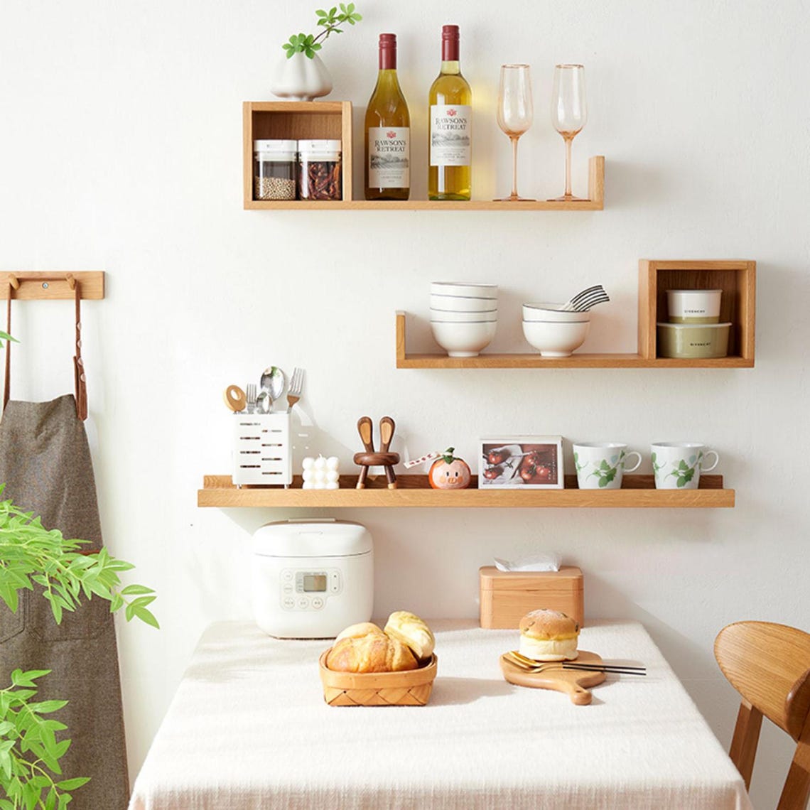 Solid Wood Wall Mounted Bookshelf, Lattice Styled Shelves, Oak Wall ...