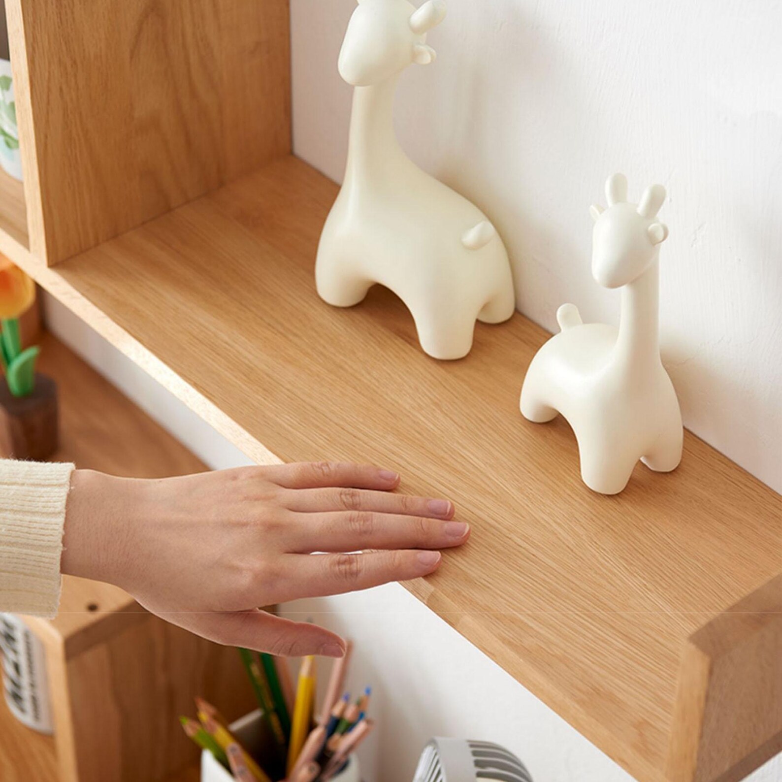 Solid Wood Wall Mounted Bookshelf, Lattice Styled Shelves, Oak Wall ...