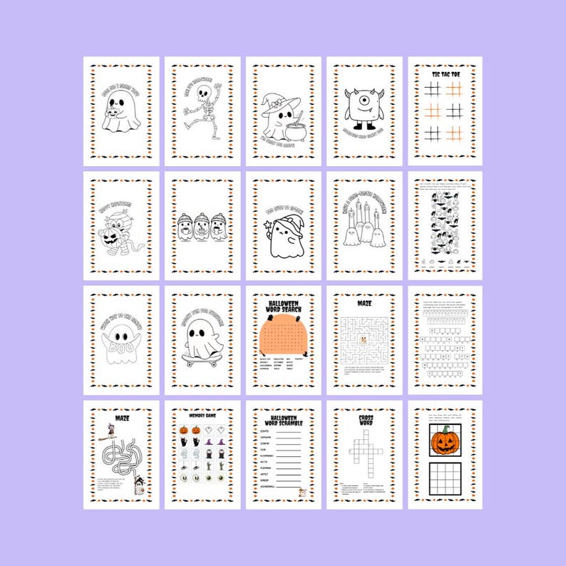 20 Pages of Halloween Activities Bundle for Children - Etsy
