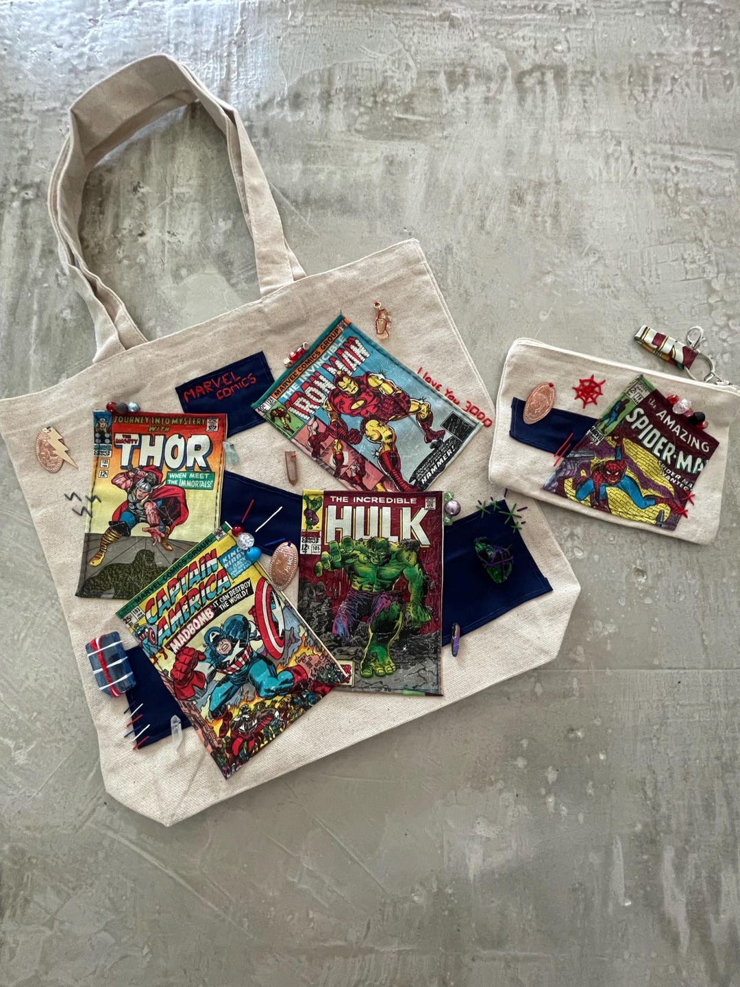 Marvel Comics Inspired Patch Work Canvas Bag and Coin Purse - Etsy