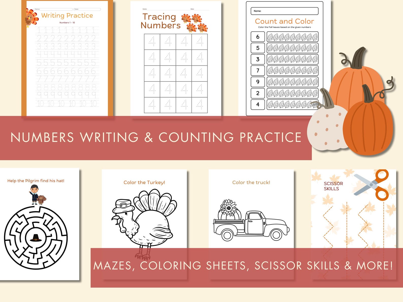 Thanksgiving Preschool Workbook, Holiday Busy Book for Toddlers - Etsy