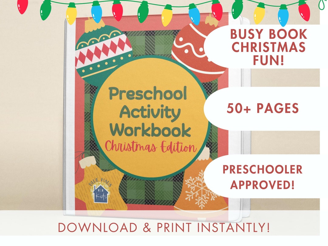 Preschool Christmas Busy Book, Kids Holiday Activity Workbook - Etsy