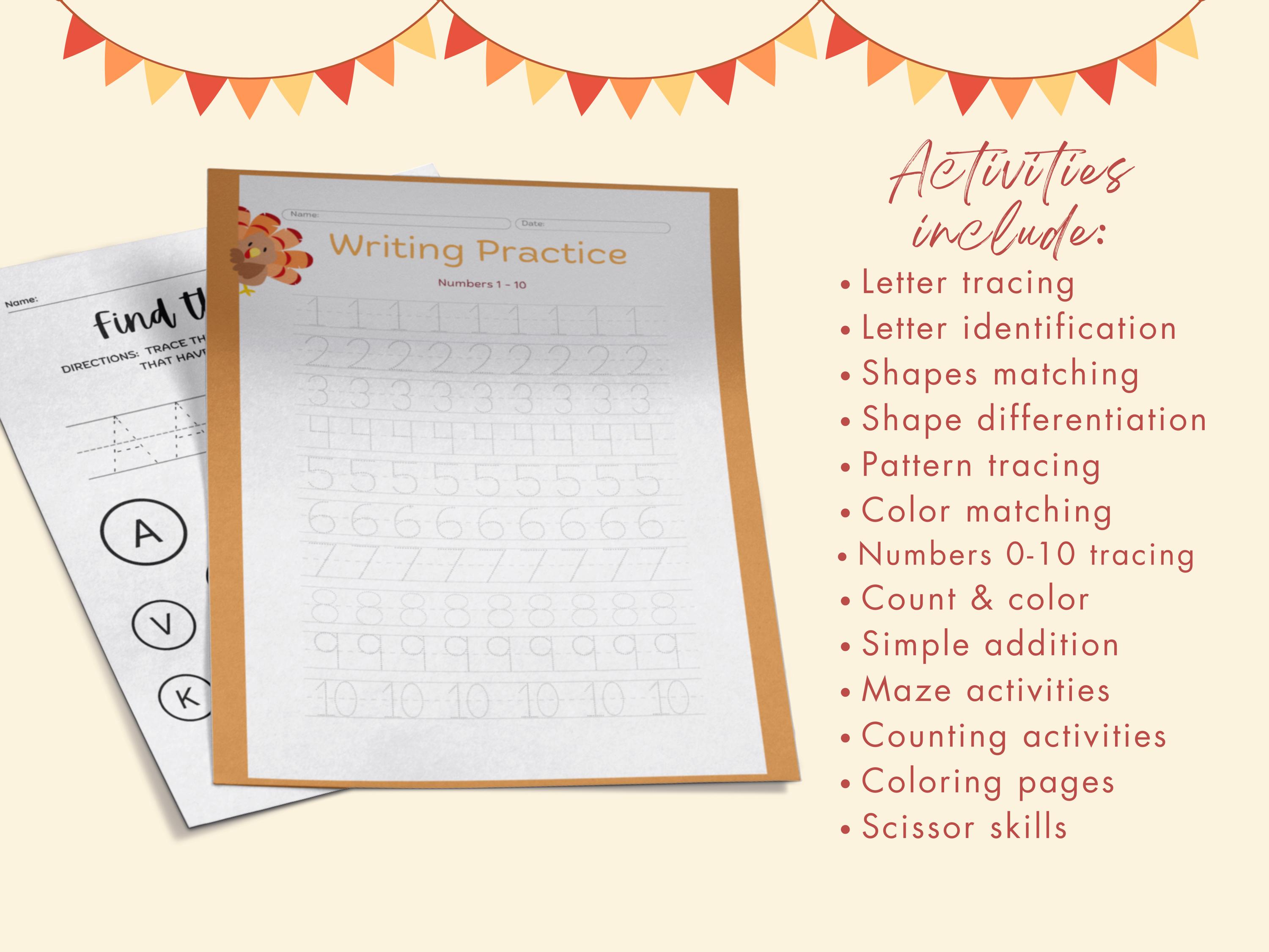 Thanksgiving Preschool Workbook, Holiday Busy Book for Toddlers - Etsy