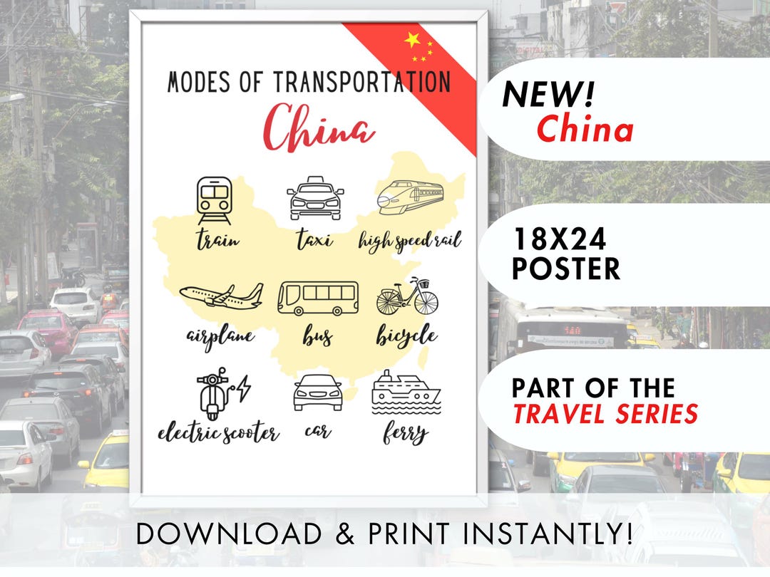 China Transportation Modes Poster, Printable Travel Wall Art for Kids ...