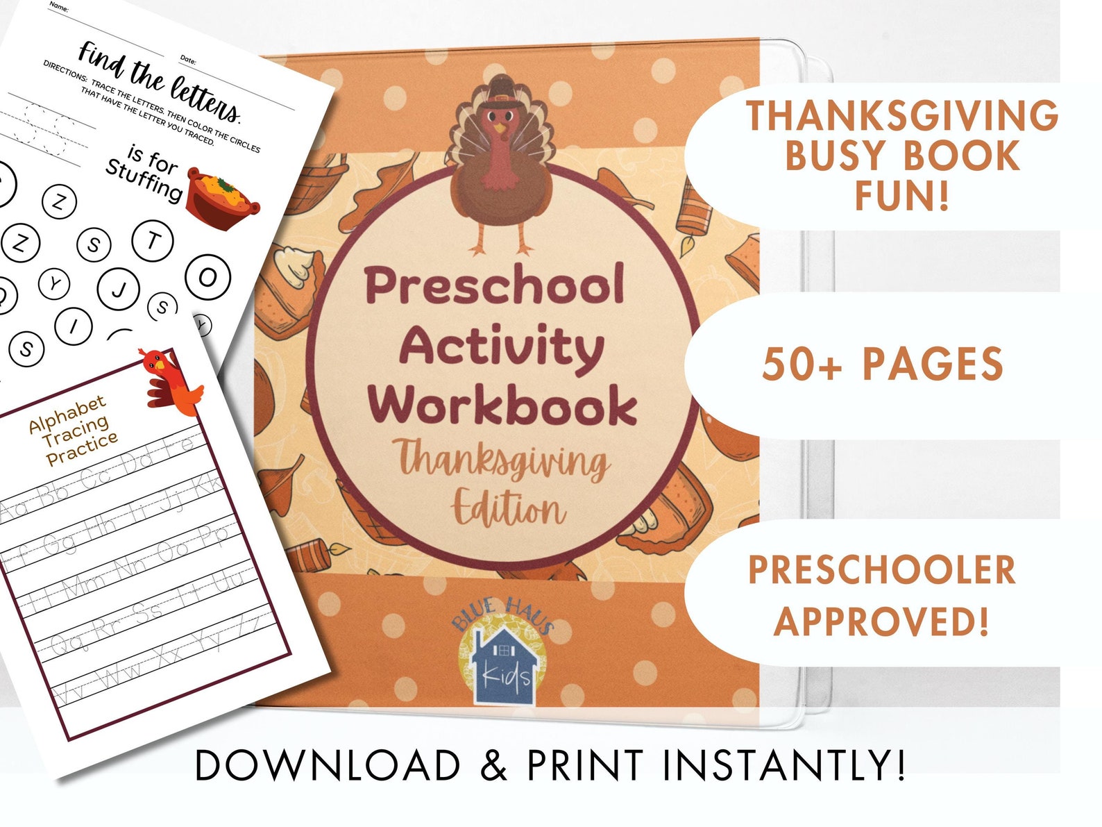 Thanksgiving Preschool Workbook, Holiday Busy Book for Toddlers - Etsy