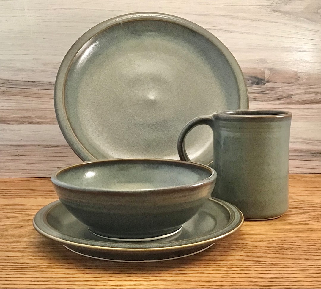 Handmade Ceramic Dinnerware Set for Four--slate--stoneware Pottery 4 ...