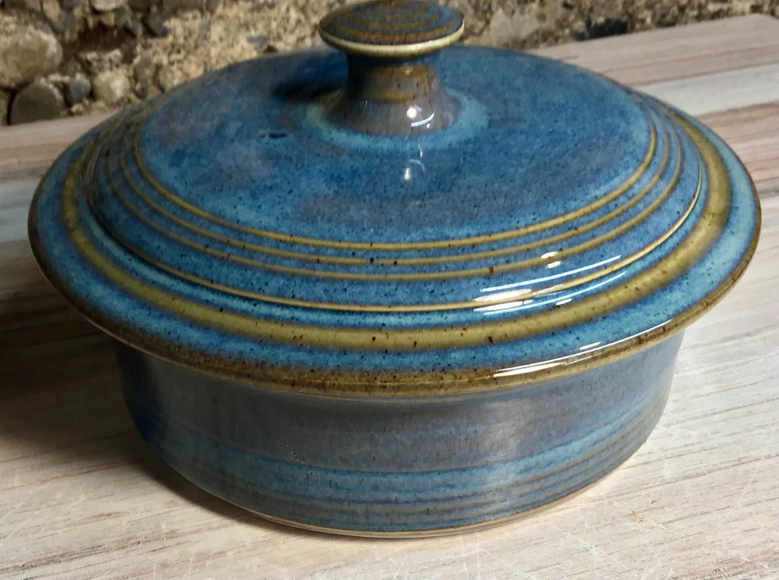 Handmade Stoneware Butter Dish With Lid-twilight-ceramic Lidded Dish ...