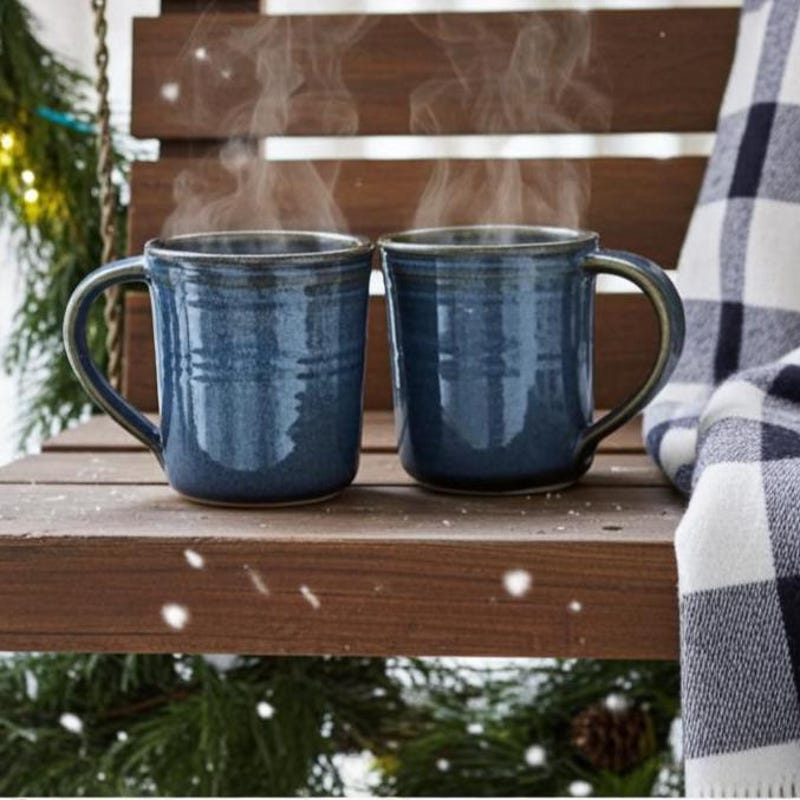 Blue Clay Pottery Mug Set - Etsy