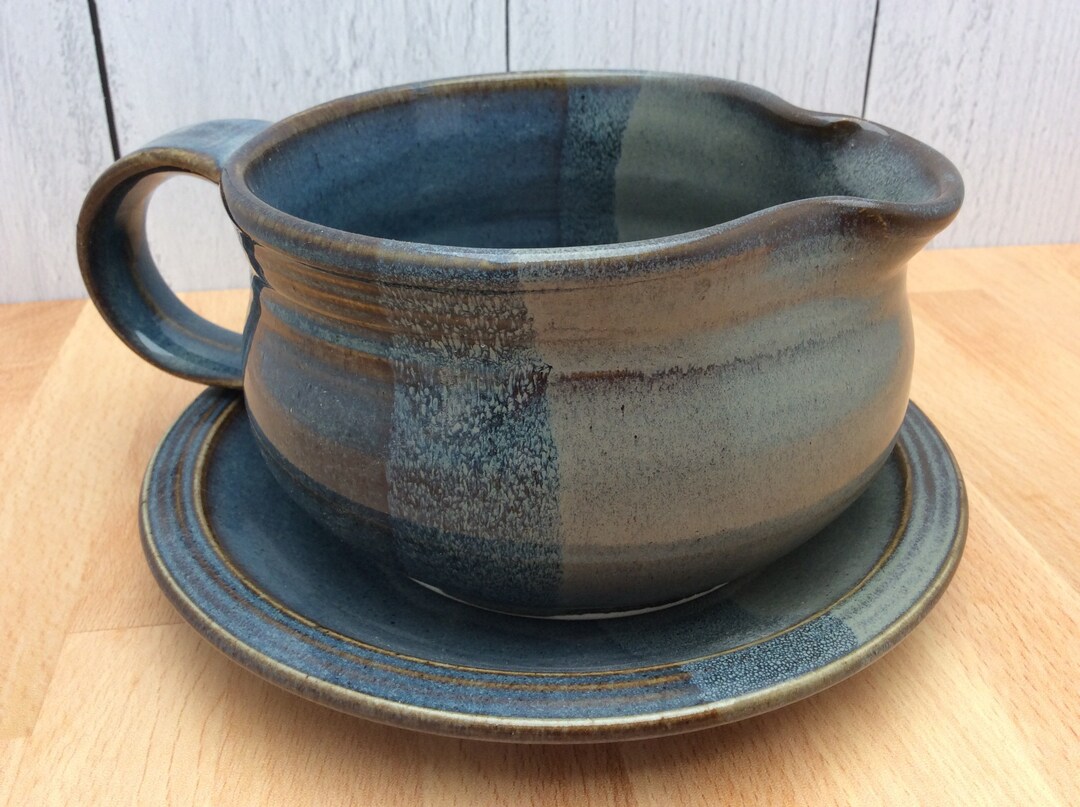 Handmade Ceramic Gravy Boat With Drip Plate: Slate/twilight-2-cup ...