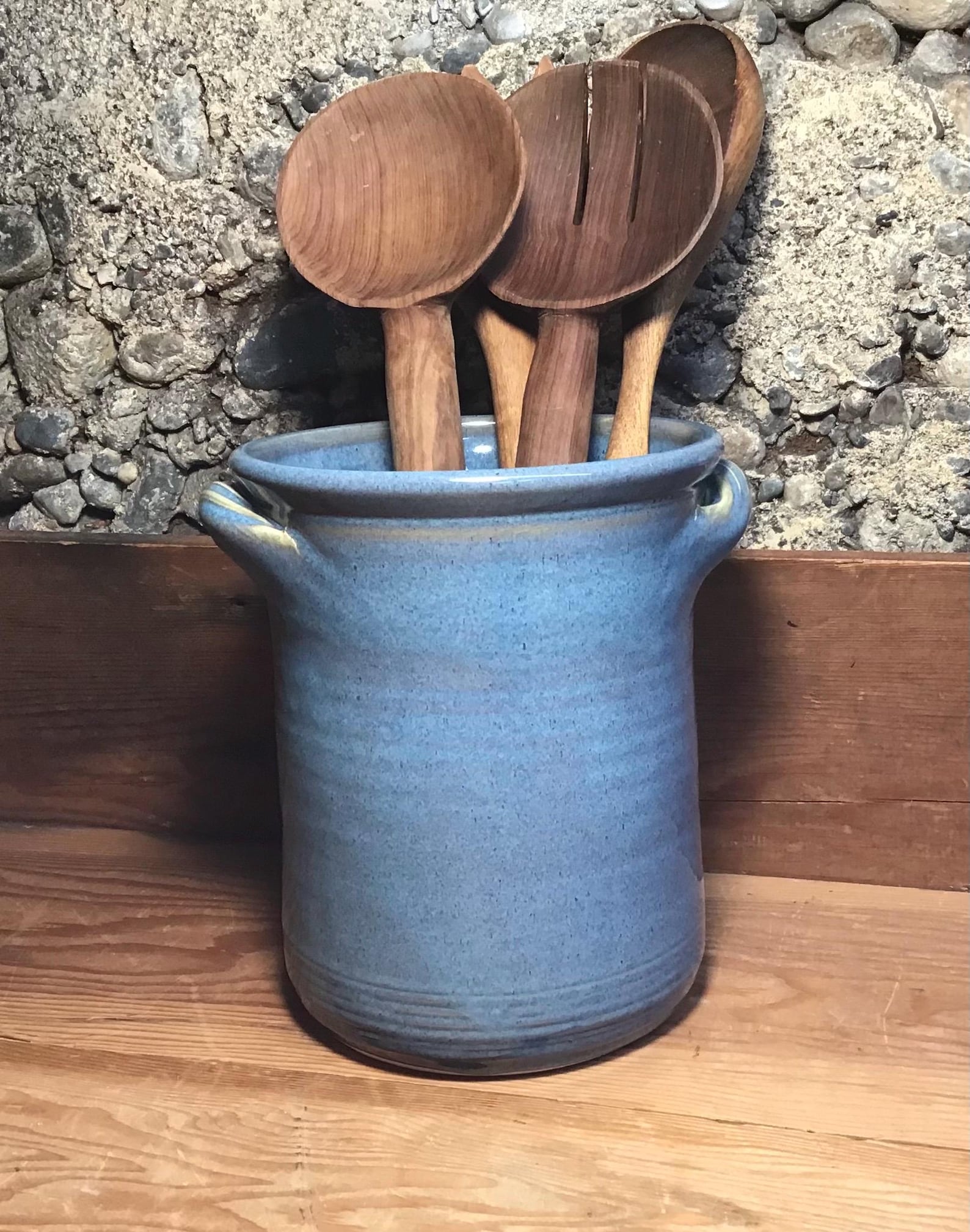 Handmade Pottery Spoon Jar-twilight Blue- Stoneware Utensil Crock ...