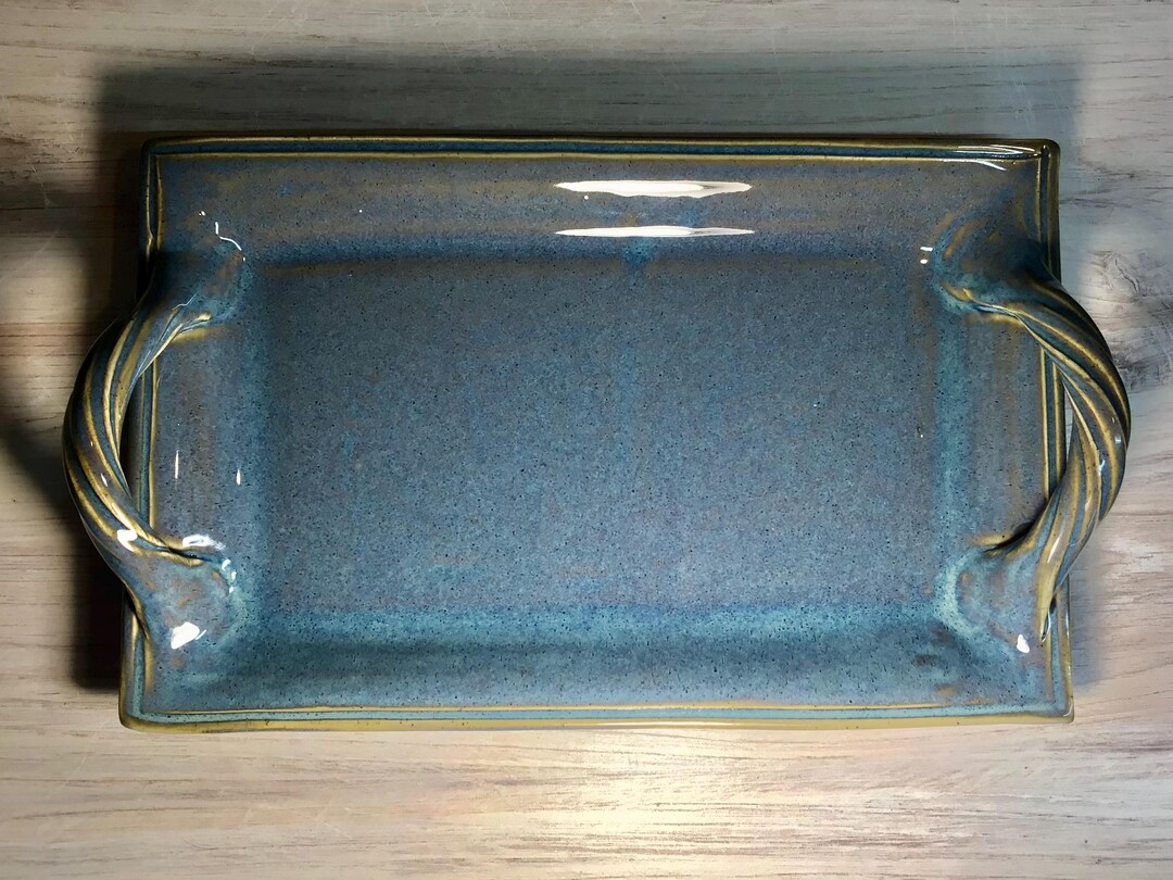 Handmade Pottery Handled Serving Tray--bread Tray--ceramic Handled Tray ...