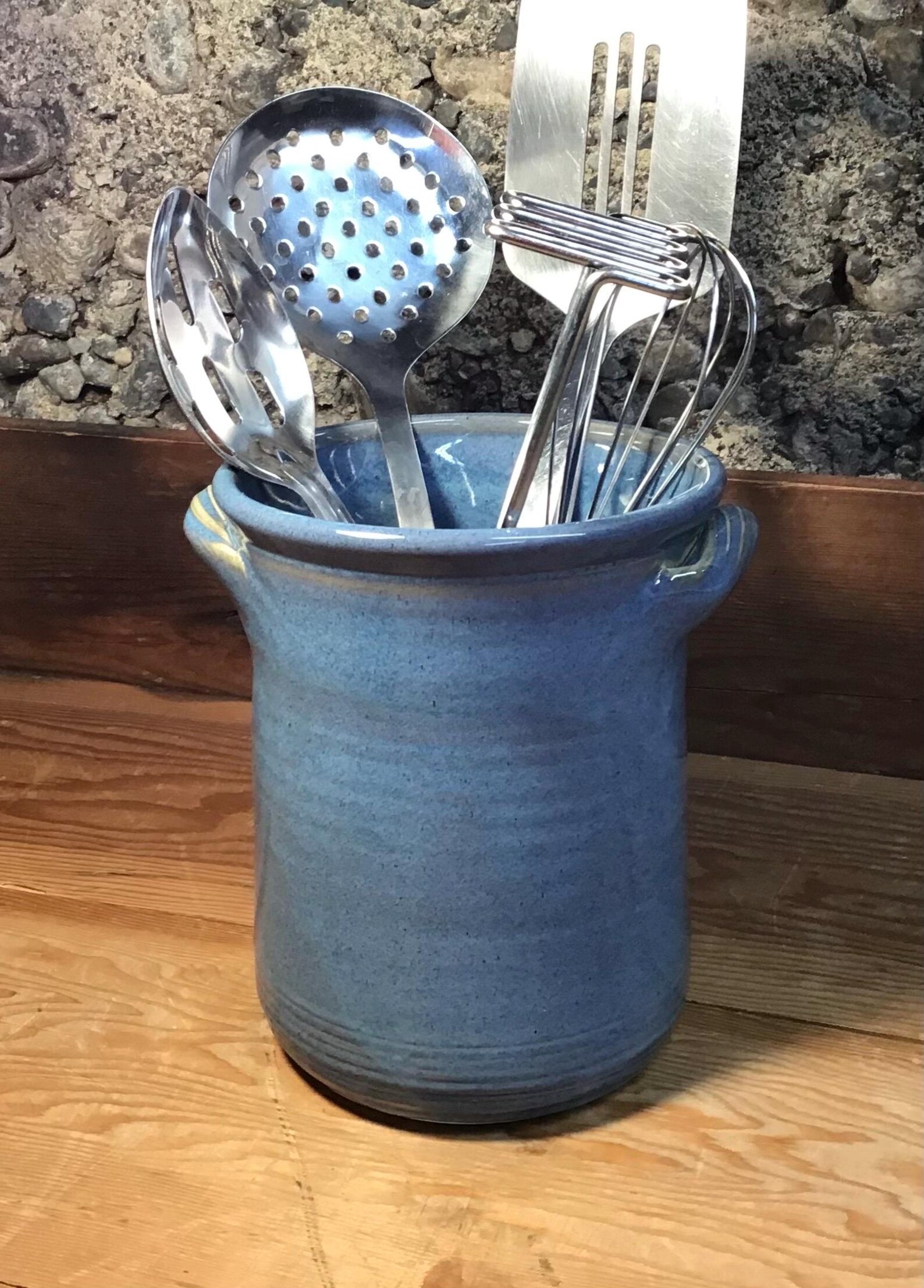 Handmade Pottery Spoon Jar-twilight Blue- Stoneware Utensil Crock ...