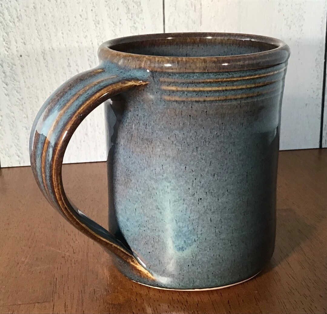 Handmade Pottery Mugtwilight Bluehandled Large Mughand Thrown Ceramic ...
