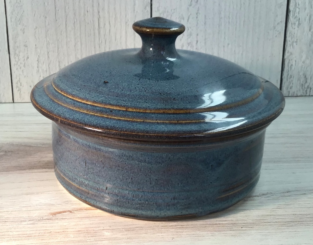 Handmade Pottery Butter Dish With Lidtwilight Blueceramic Lidded Butter ...
