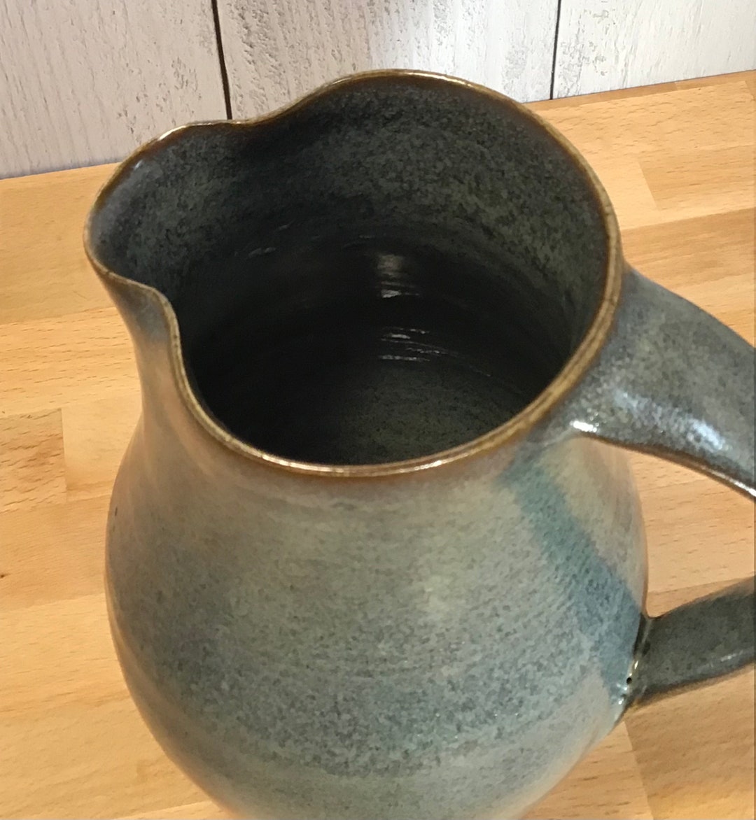 Handmade Pottery Pitcher--slate Glaze--stoneware Water Pitcher--ceramic ...