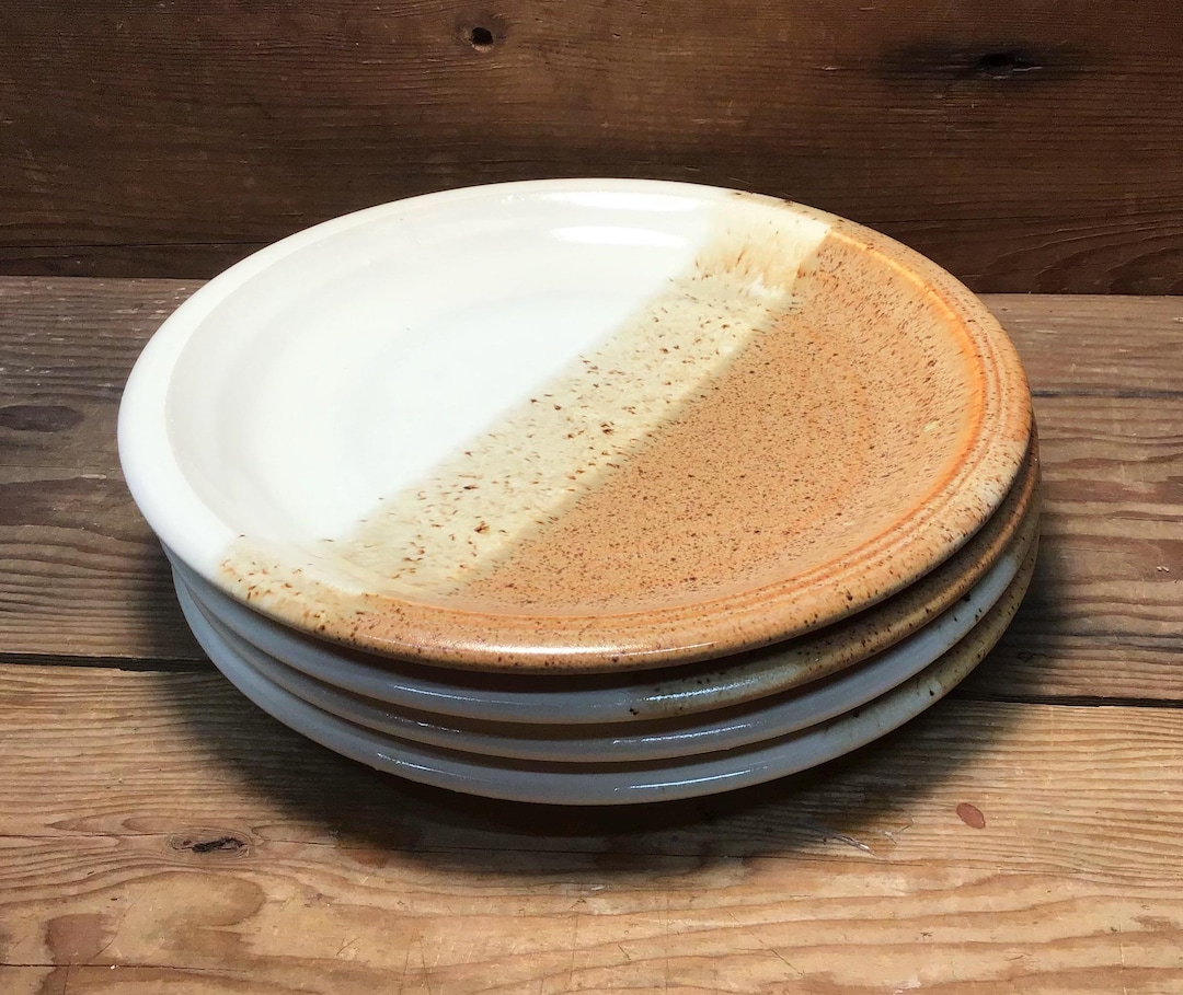 Handmade Pottery 8" Plates--set of 4-- Ivory Nutmeg Glaze--stoneware ...