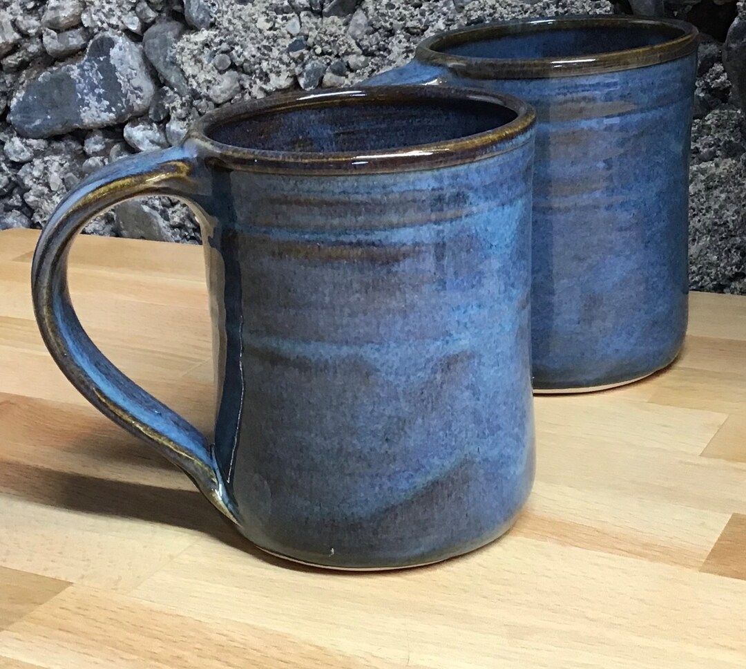 Handmade Pottery Mugs-set of 2-twilight Blue--handcrafted 14 Oz ...