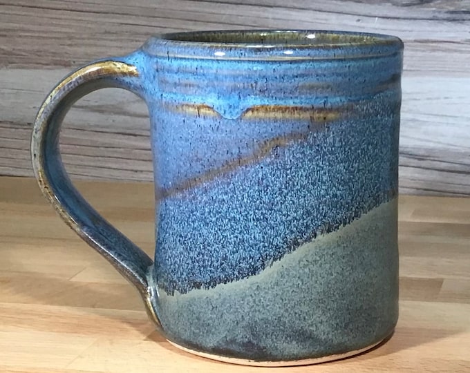 Straight Blue Handmade Mug 13 Oz Blue Coffee Mug Pottery - Etsy