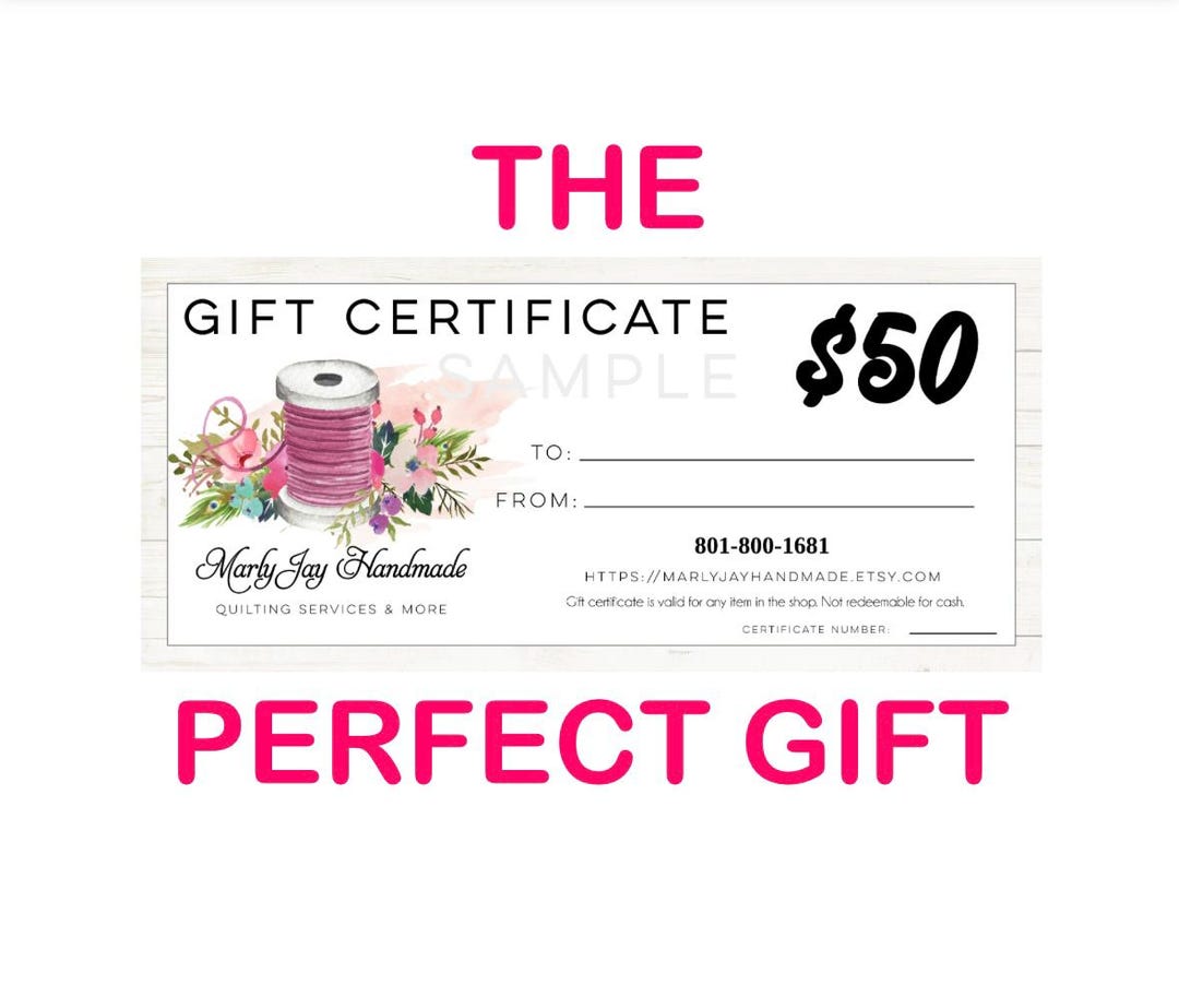 Gift Certificate Voucher for Friend Mother Wife Co-worker Quilter ...