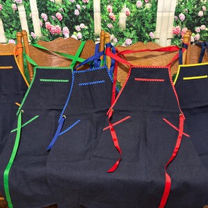 Trad Wife Polka Dot Denim Apron With Pockets for Women Baking Barbecue ...