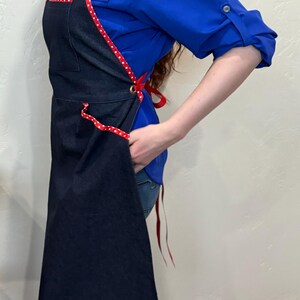 Trad Wife Polka Dot Denim Apron With Pockets for Women Baking Barbecue ...