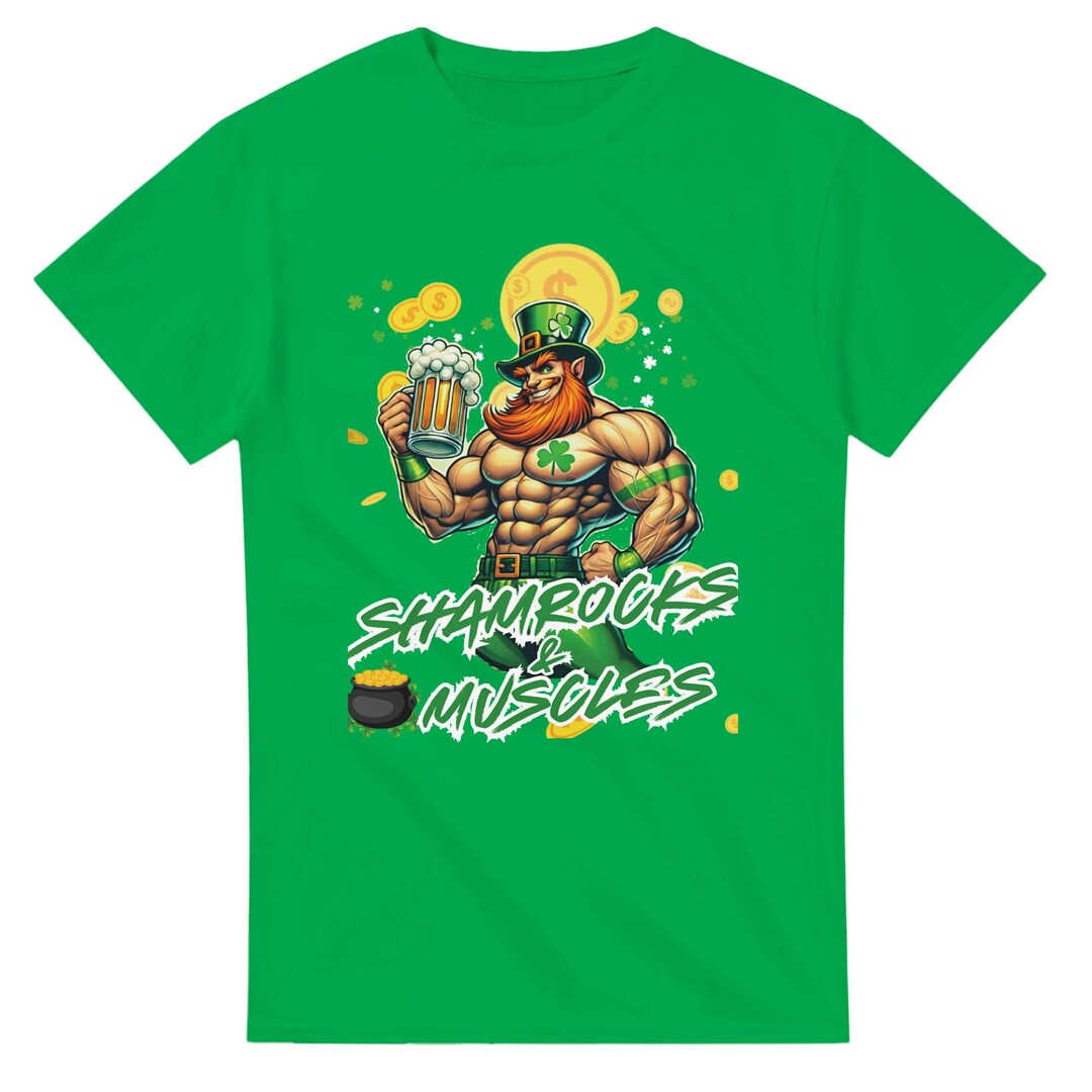 Funny St. Patricks Day T-shirt for Men, Shamrocks & Muscles Beer Tee ...