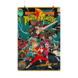 Mighty Morphin Power Rangers Matte Vertical Posters | Retro Art Print ...