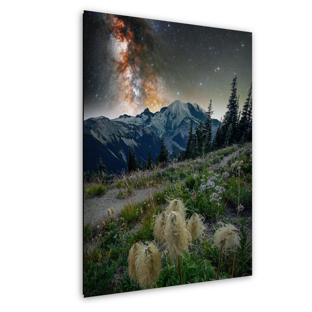 Sunrise Symphony - Wild Flowers and Milky Way - Sunrise, Mount Rainier ...