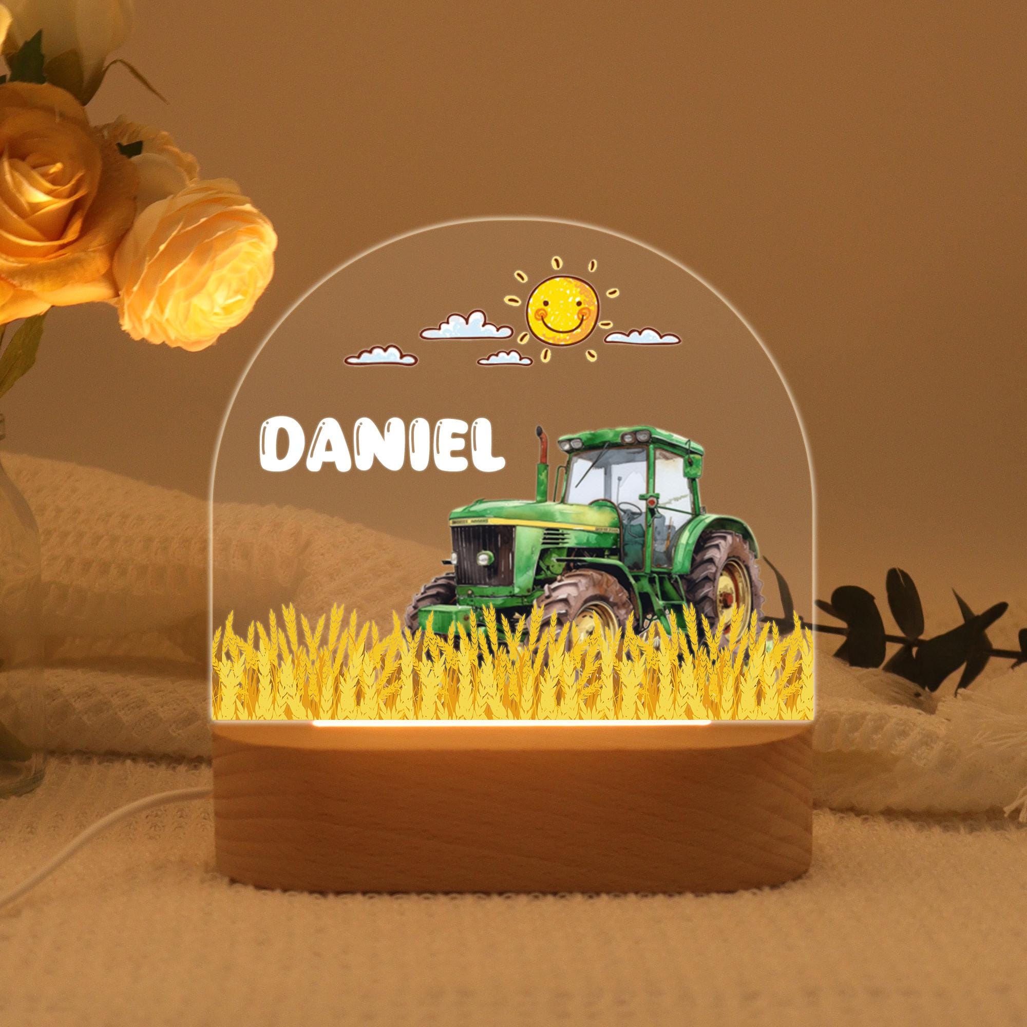 Personalized Tractor Night Light, Custom Name Night Light, Farming Boys ...